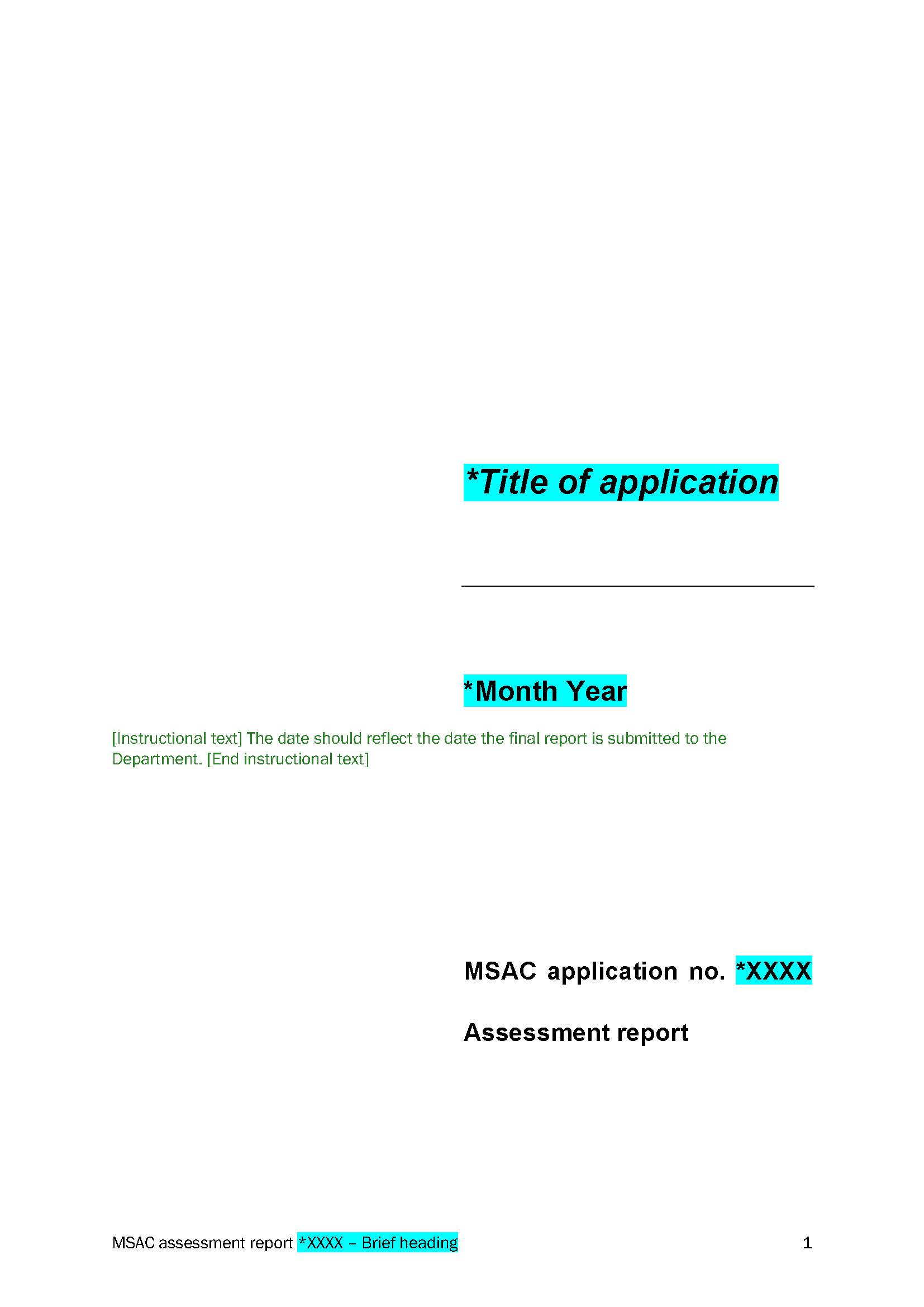 Department-contracted assessment report (DCAR) template | Medical ...